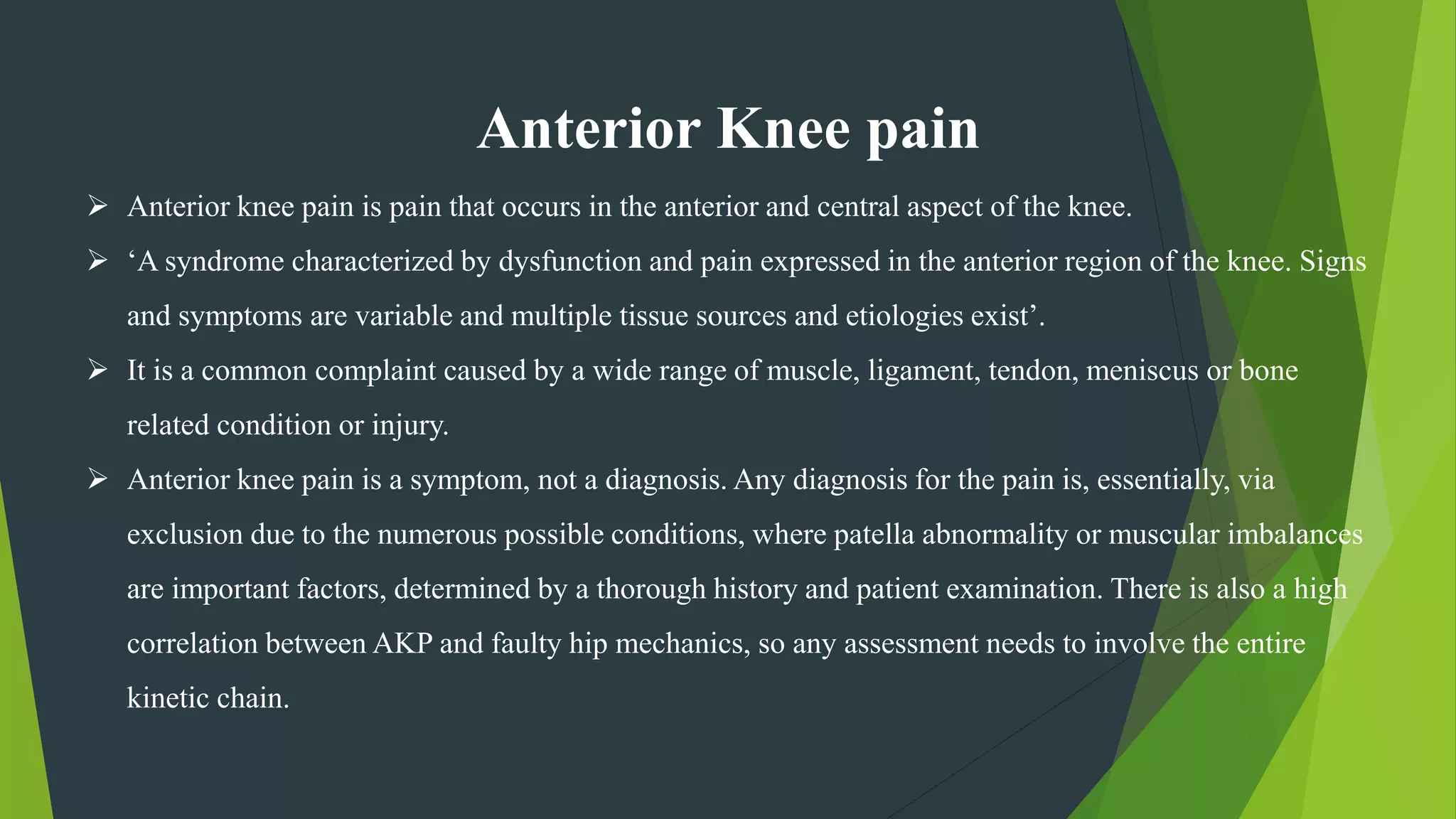 Physiotherapy Management of anterior knee pain.pptx