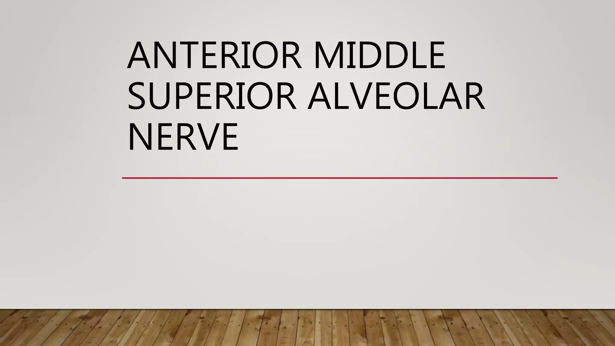 Anterior middle superior alveolar nerve | PPTX