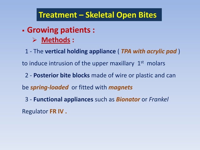 Anterior open bite treatment deciduous and mixed dentition .slide | PDF ...