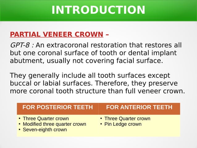 Anterior Partial Veneer crown preparation | PDF
