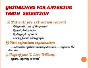 Anterior teeth selection.in complete denture | PPT