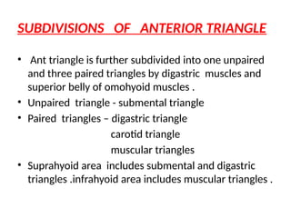 ANTERIOR TRIANGLE OF NECK, by Dr SUBHASMITA JENA | PPTX