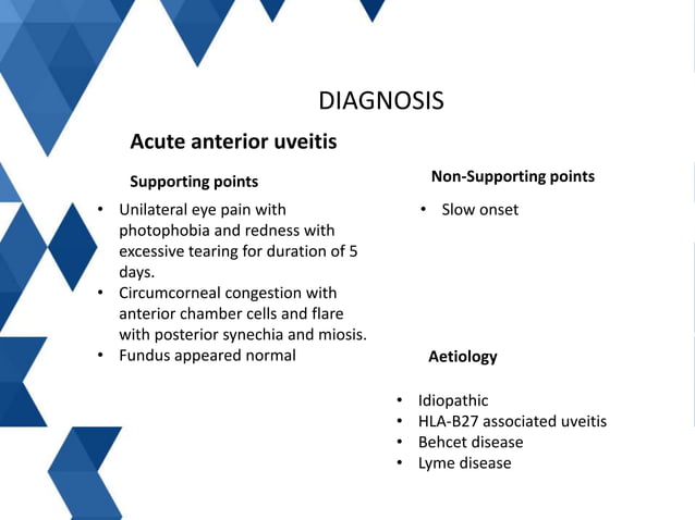 clinical case presentation on anterior uveitis | PPTX | Eye and Vision Conditions | Diseases and ...