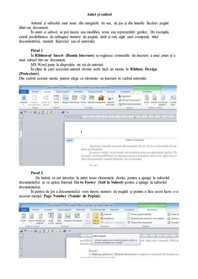 Antet si subsol | DOCX