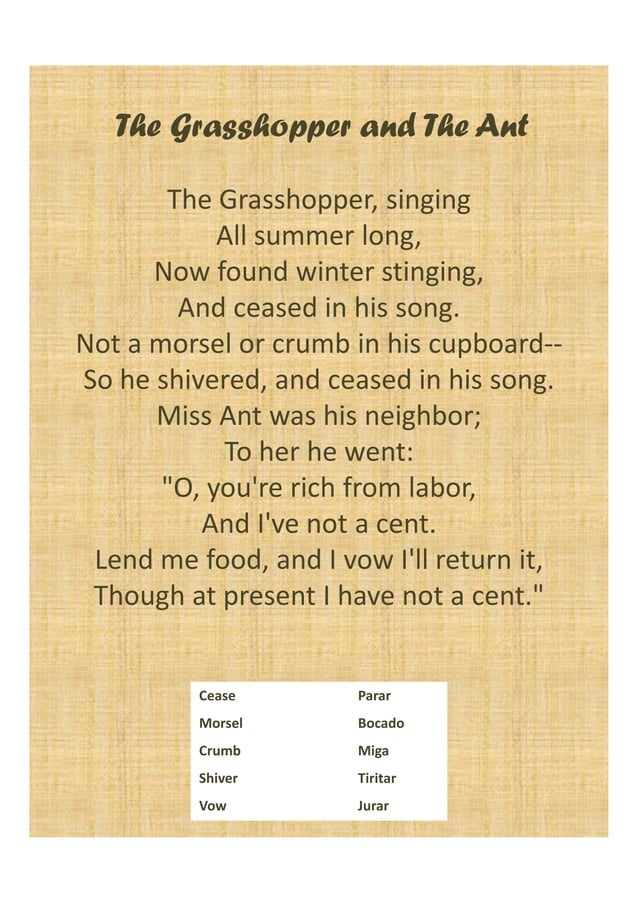 The Grasshopper and The Ant | PDF