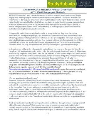 ANTH3300-ETHNOGRAPHIC METHODS Syllabus | PDF