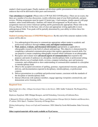 ANTH3300-ETHNOGRAPHIC METHODS Syllabus | PDF