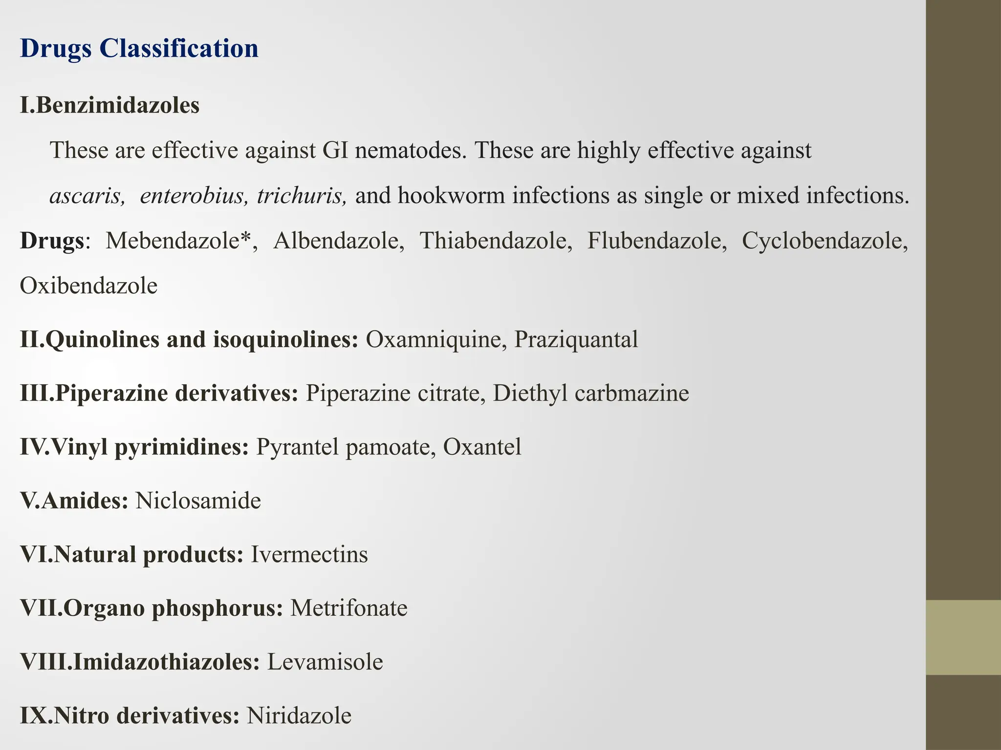 Anthelmintic Drugs and their classification along with synthesis | PPTX