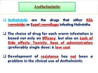 Anthelmintic [Pharmacology] | PPTX