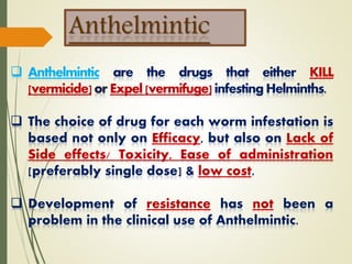 Anthelmintic.[Pharmacology] | PPTX