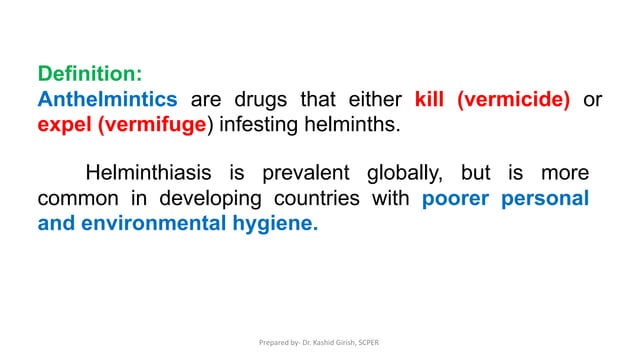 Anthelmintic.pdf, Introduction, Classification | PPT