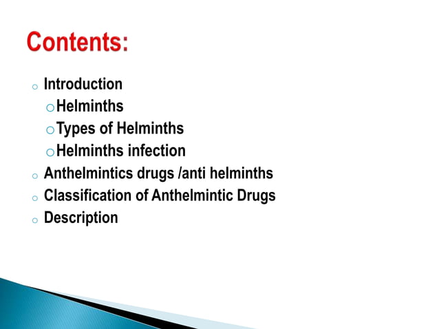 Anthelmintic drugs presentation | PPTX