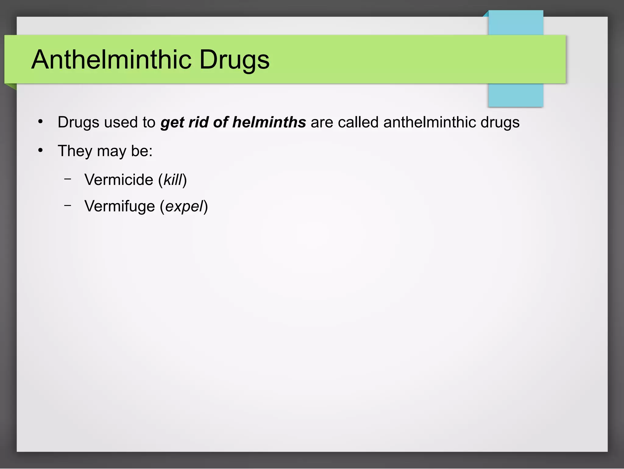 Anthelmintics Pharmacology | PPT