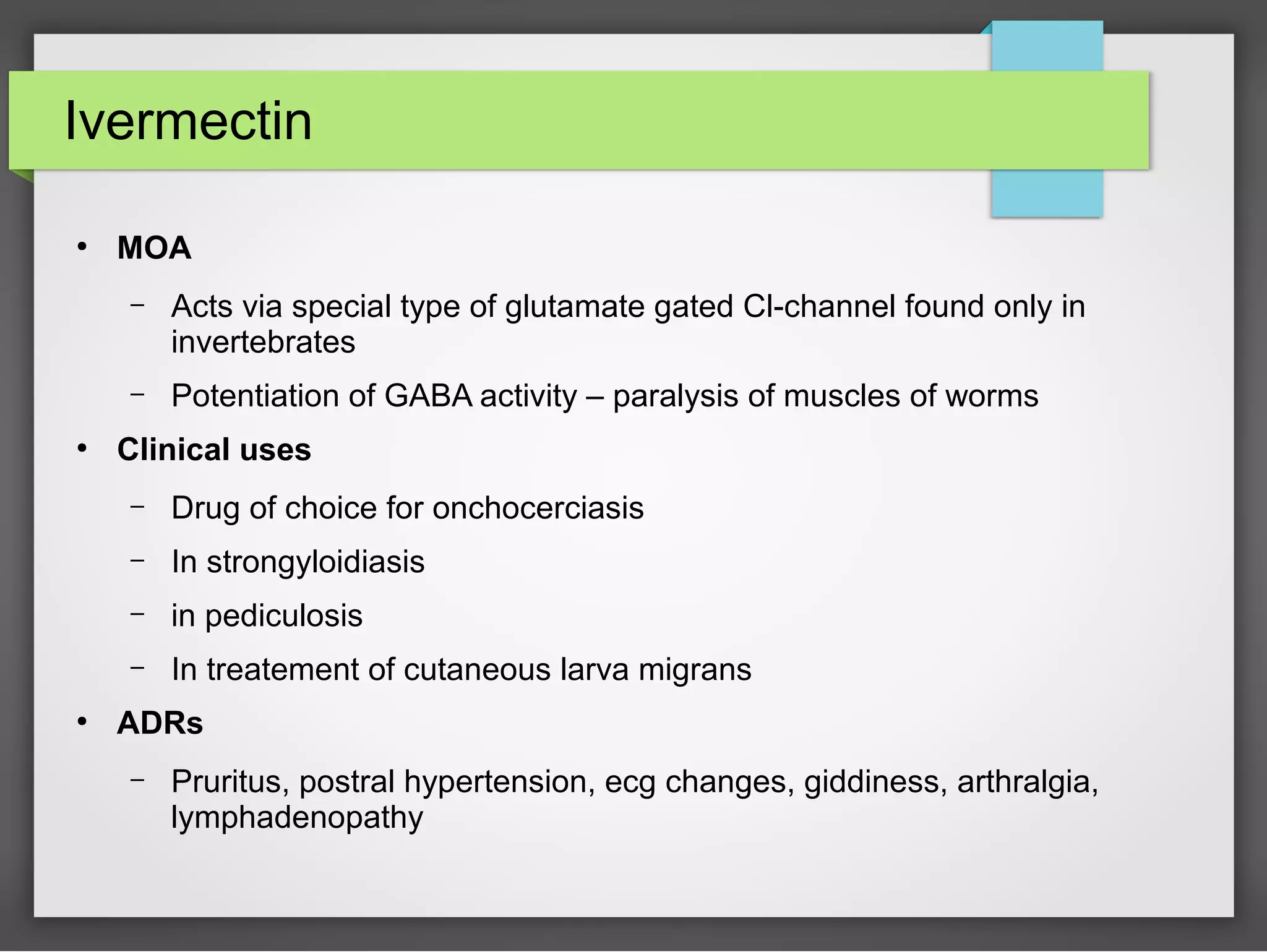 Anthelmintics Pharmacology | PPT
