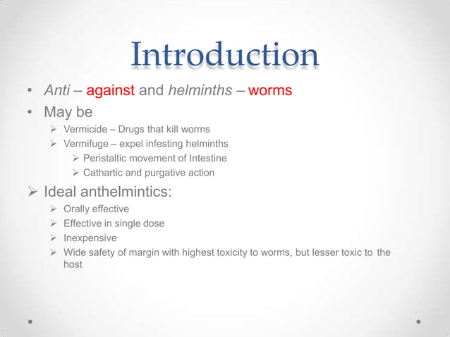 Anthelmintics drdhriti-120918030321-phpapp01 | PPT