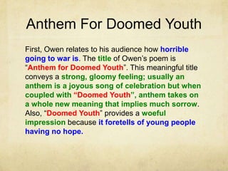 Anthem for Doomed Youth analysis | PPTX