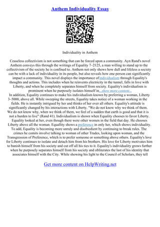 Anthem Essay | PDF