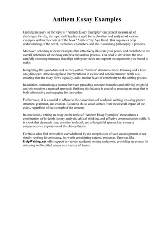 Anthem Essay Examples | PDF | Free Download