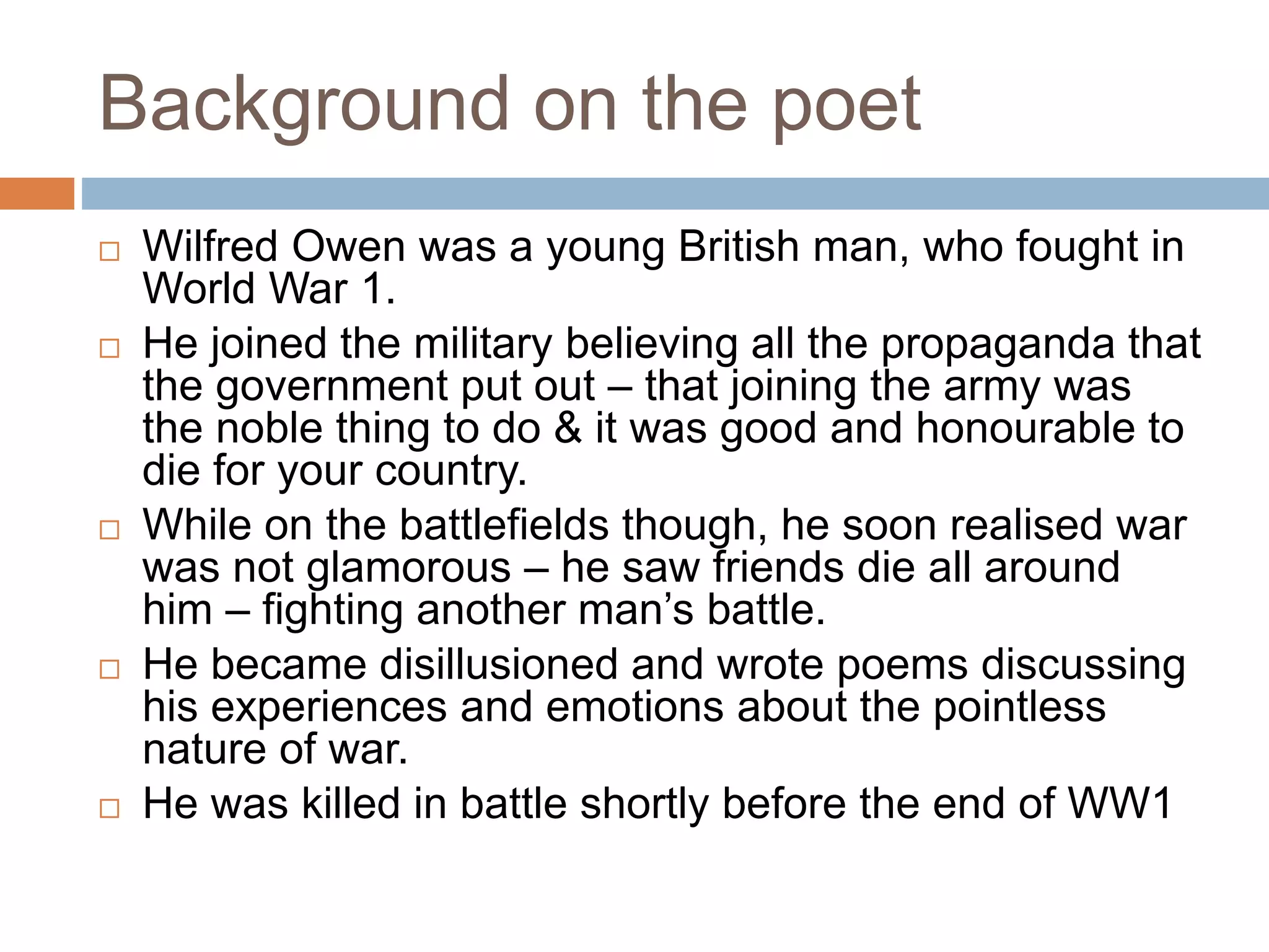 Anthem for doomed youth - Wilfred Owen | PPTX