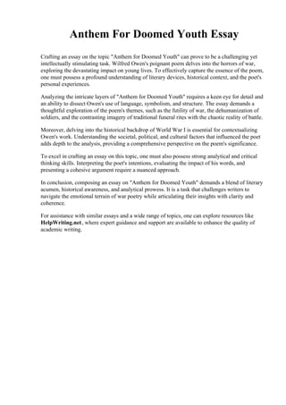 Anthem For Doomed Youth Essay.pdf | Education