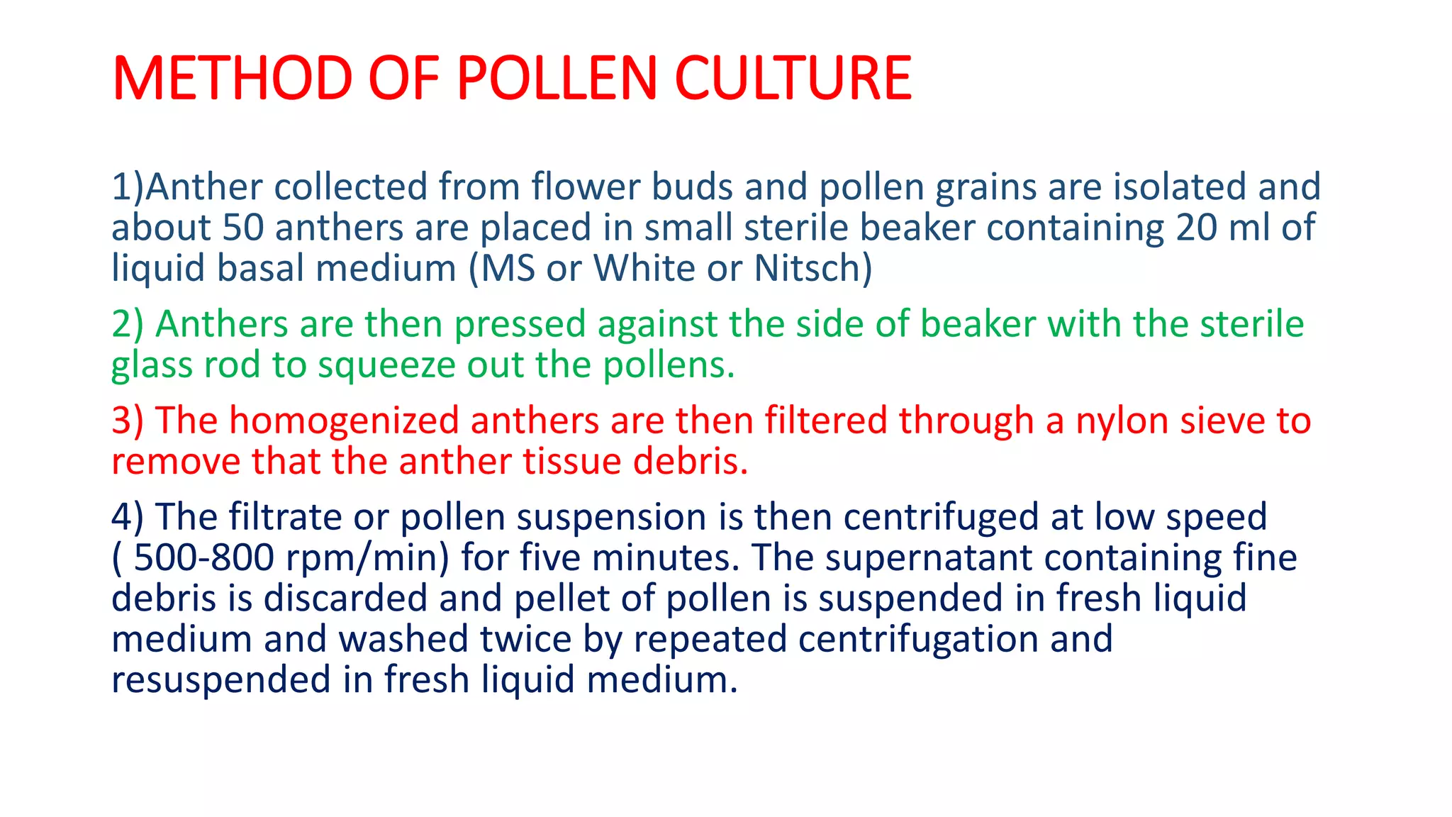 Anther and pollen culture | PPTX
