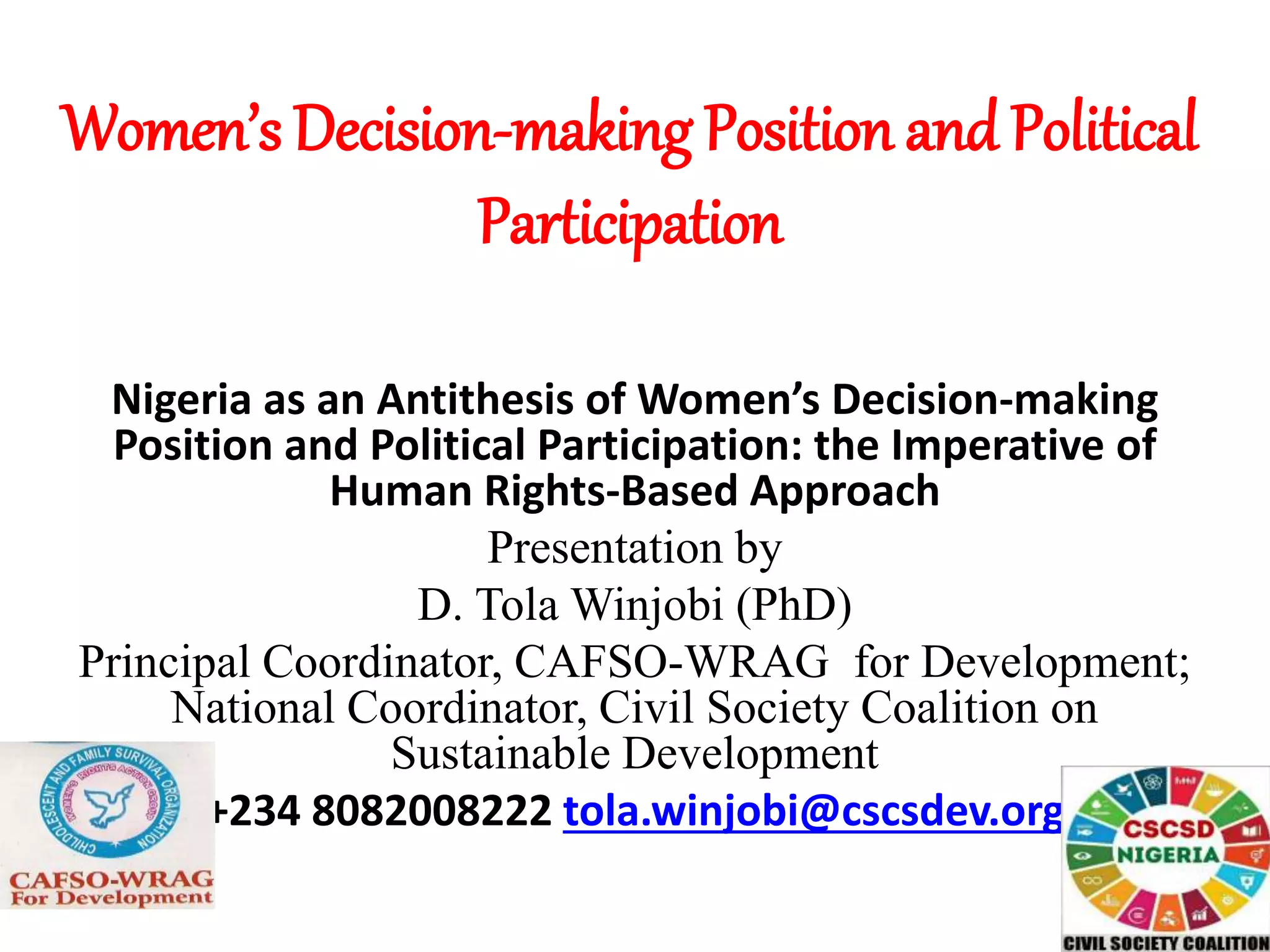 Women’s Decision-Making Position and Political Participation | PPTX