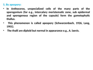 anthoceros structure and types of reproduction | PPT