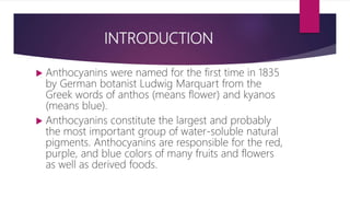 Anthocyanins and their welfare towards human body... | PPTX