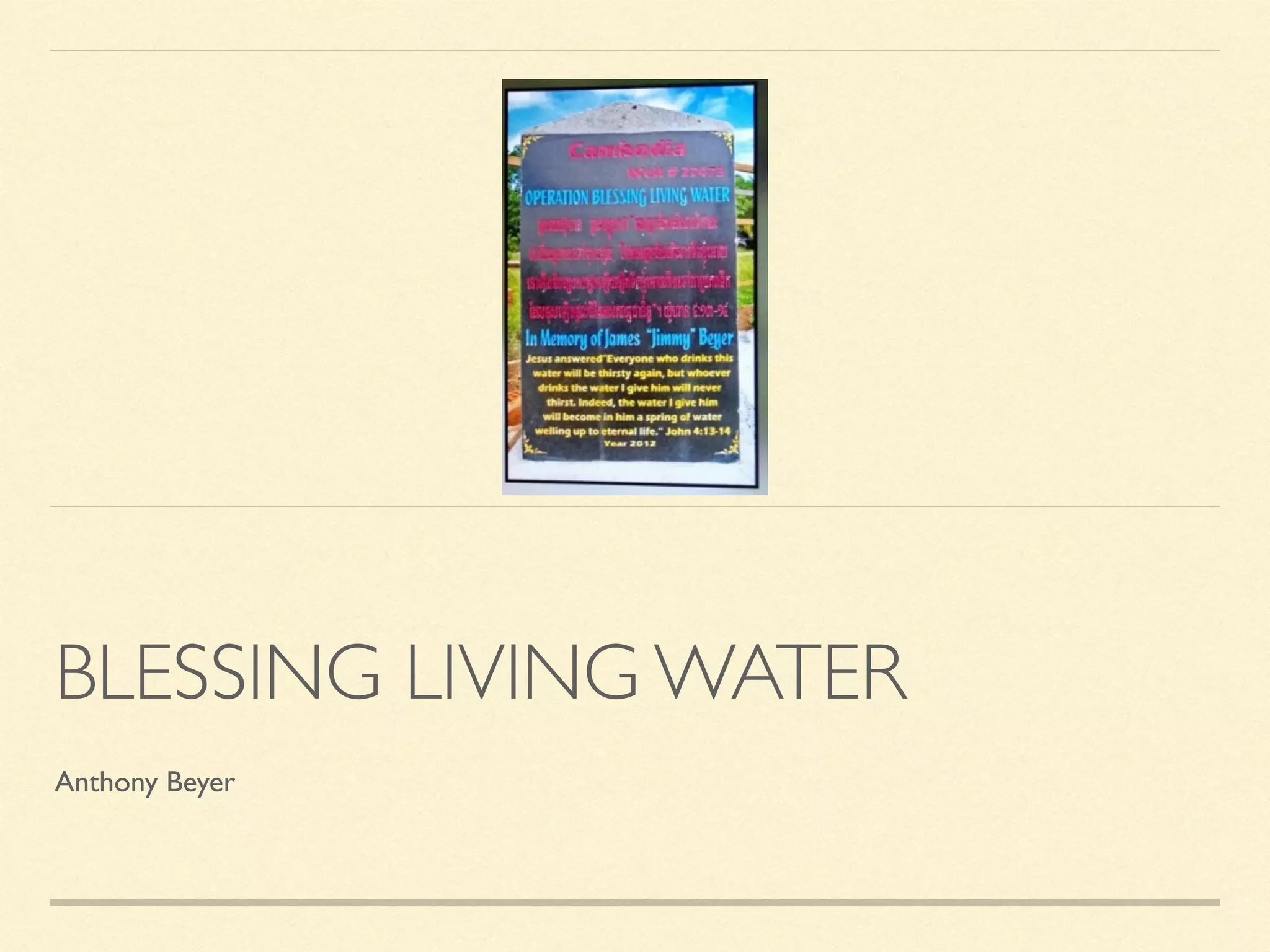 Anthony Beyer Blessing Living Water | PDF