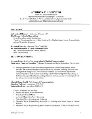 Anthony C. Adornato CV | DOCX