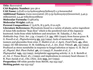 Anthony crasto resveratrol synthesis and benefits | PPTX