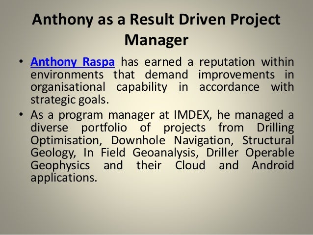Anthony Raspa Has Earned a Reputation Within Environments That Demand ...