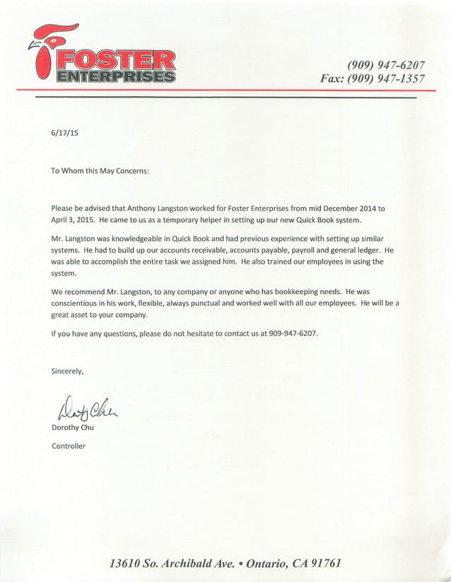 Foster letter of recommendation | PDF