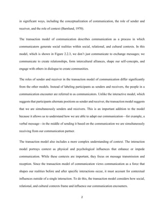 the two models of the communication process | DOCX | Dating | Family ...
