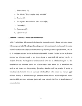 the two models of the communication process | DOCX | Dating | Family ...