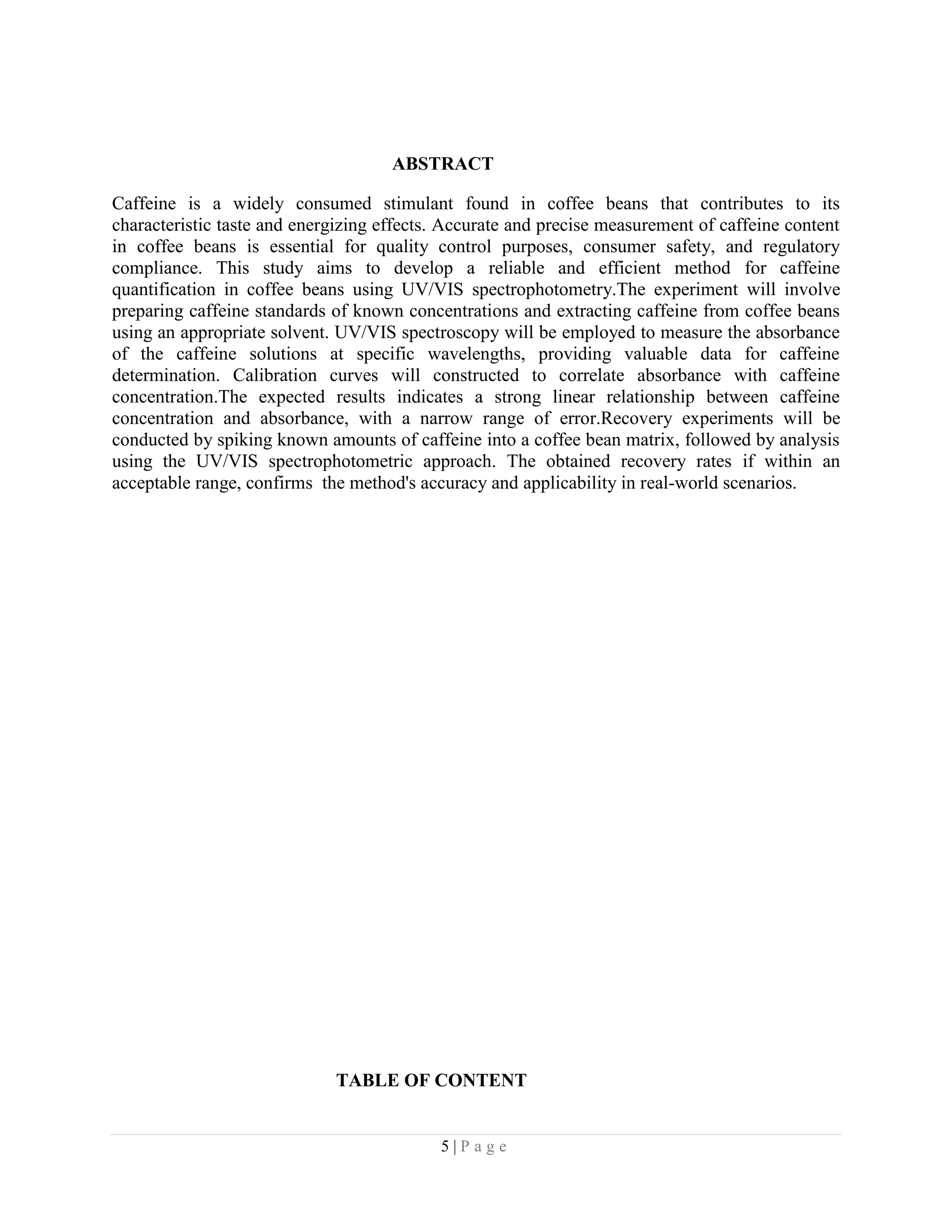 MEASUREMENT OF CAFFEINE IN COFFEE BEANS USING UV/VIS SPECTROPHOTOMETRY.docx