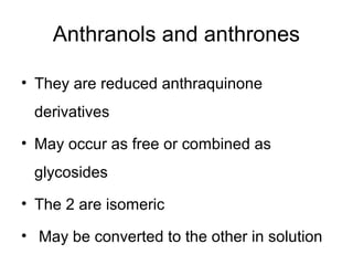 Anthracene glycosides lecture-2012-2013(1) | PPT