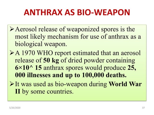 Anthrax | PPTX | Infectious Diseases | Diseases and Conditions