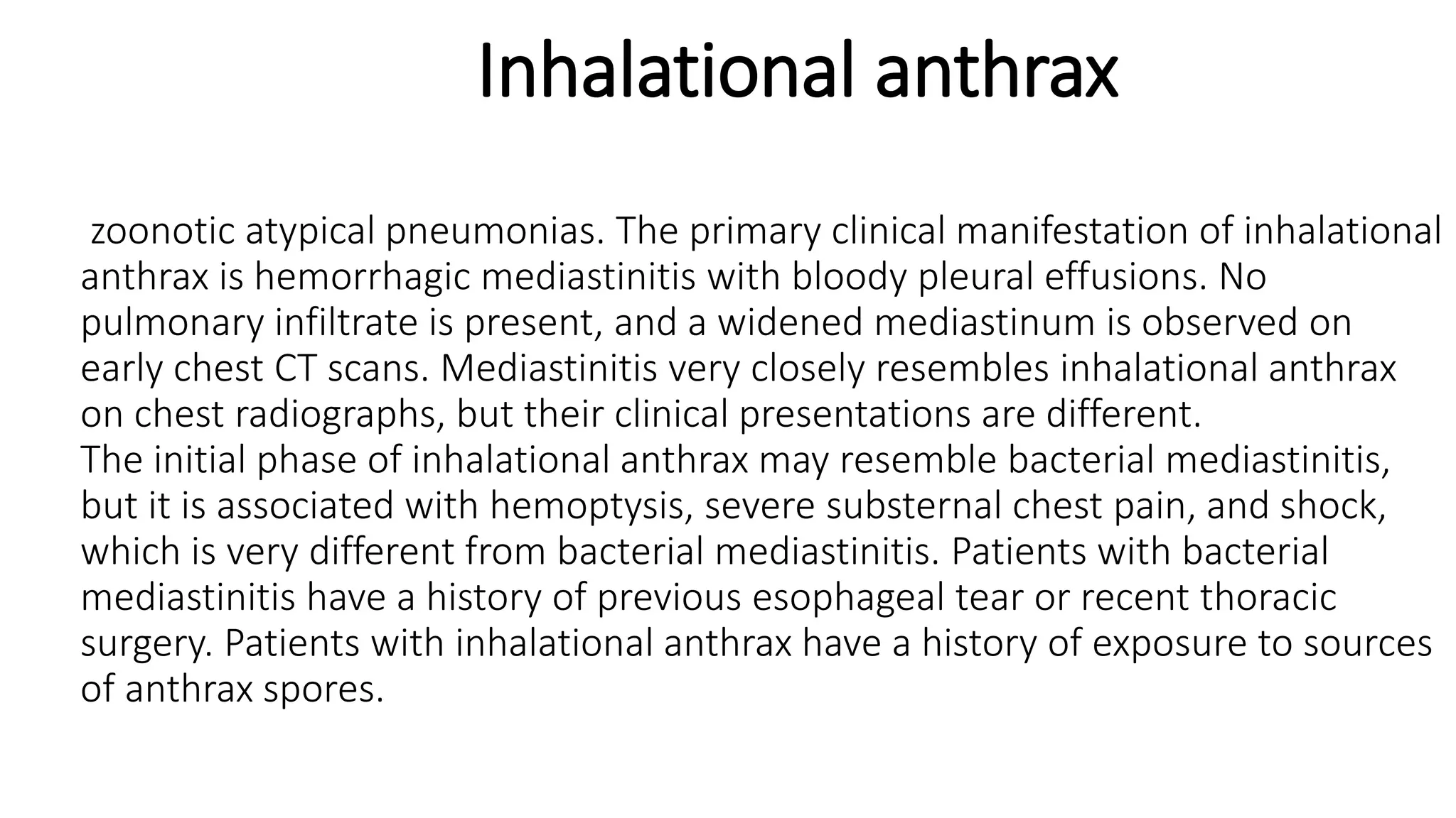Anthrax | PPTX | Lung and Respiratory Health | Diseases and Conditions