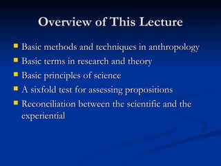 Anthropological Research and Theory | PPT