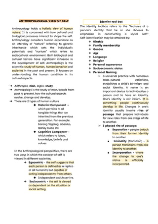 ANTHROPOLOGICAL-VIEW-OF-SELF.pdf UTS PRELIM | PDF