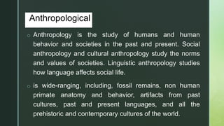 Anthropological and sociological perspective on culture and society ...