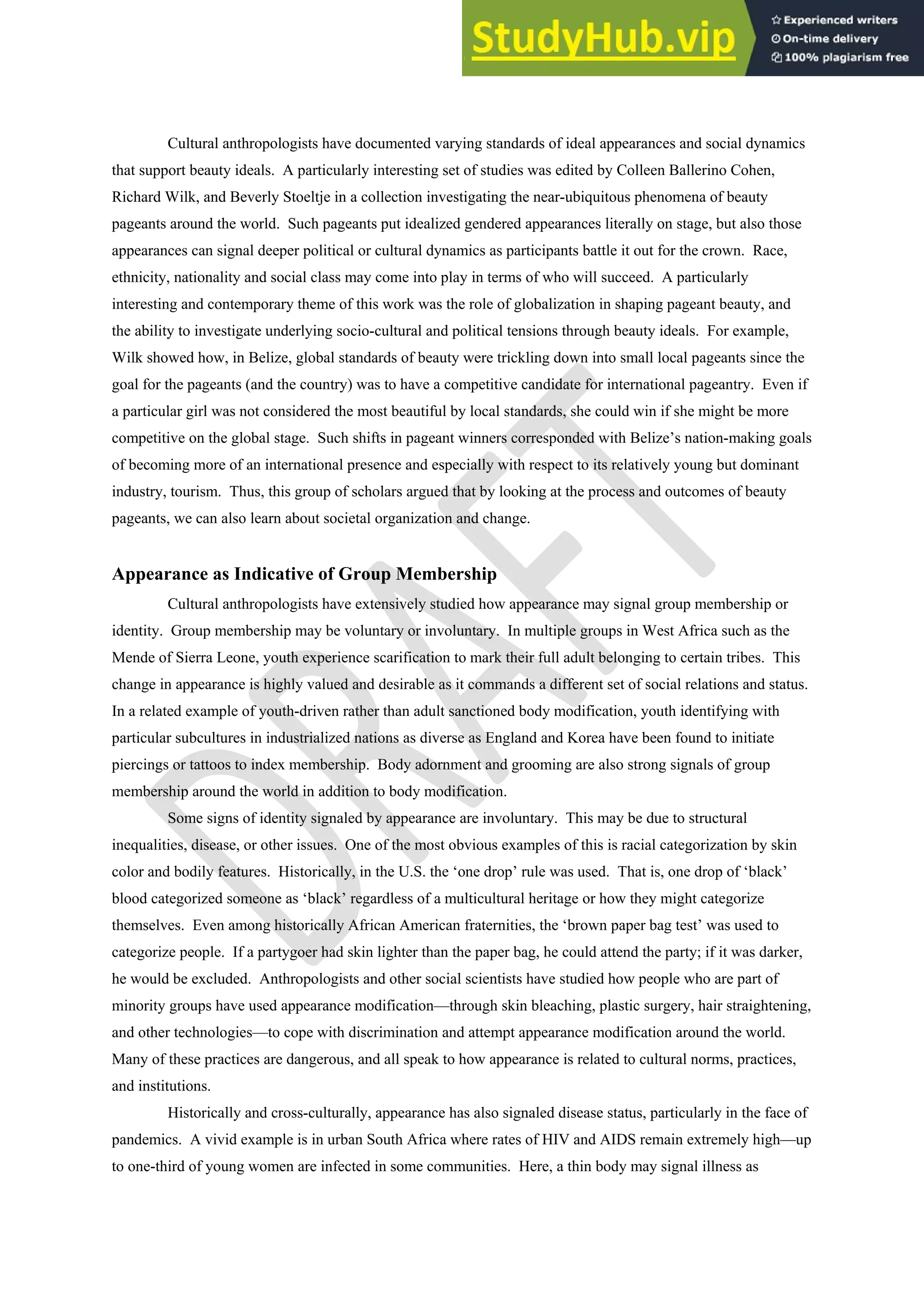 Anthropological Perspectives On Human Appearance And Body Image | PDF