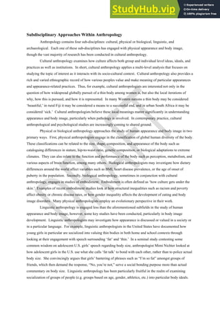 Anthropological Perspectives On Human Appearance And Body Image | PDF | Science