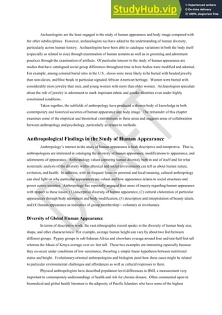 Anthropological Perspectives On Human Appearance And Body Image | PDF ...