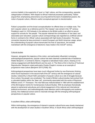 Anthropological Perspectives On Popular Culture | PDF