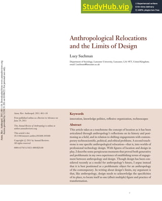 Anthropological Relocations And The Limits Of Design | PDF