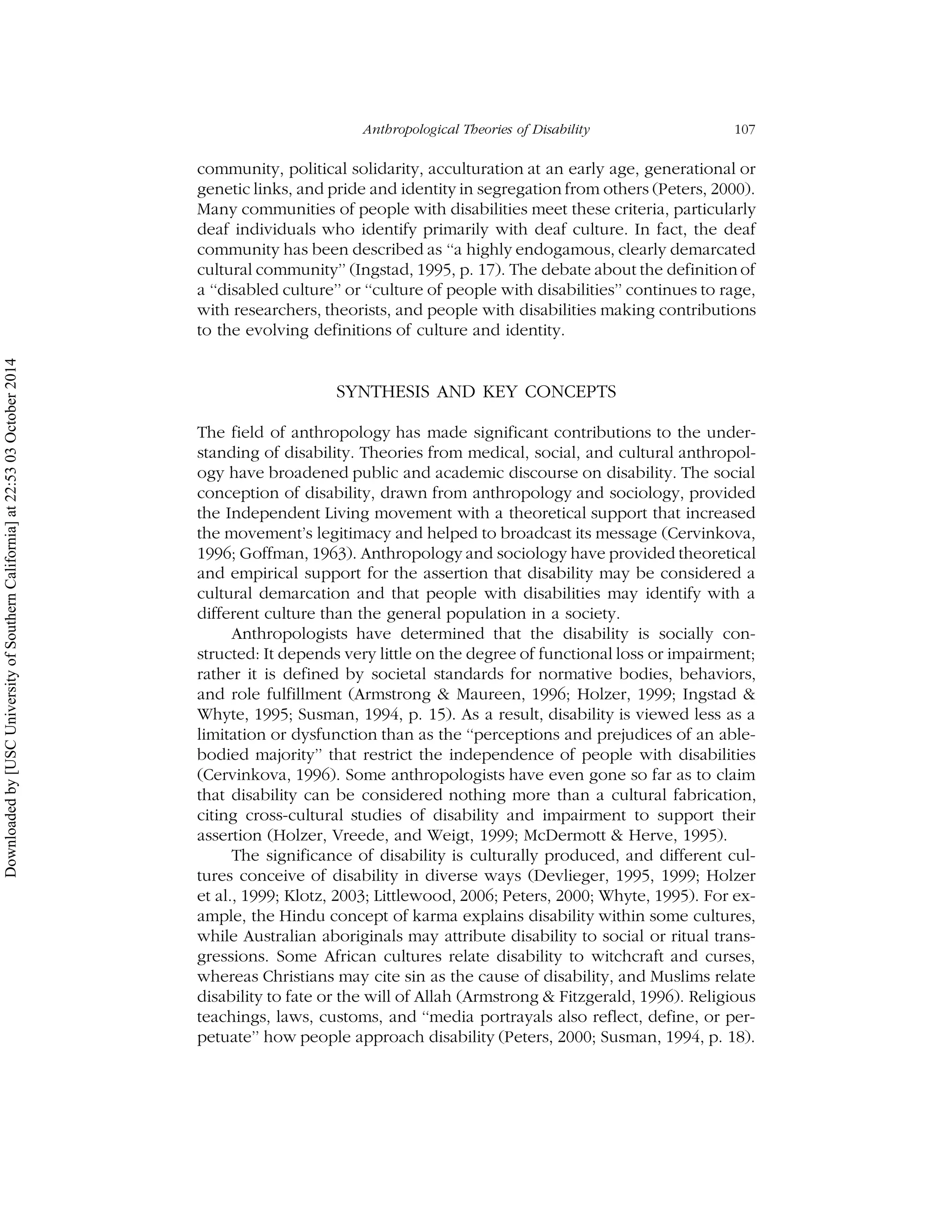 Anthropological theories of disability | PDF