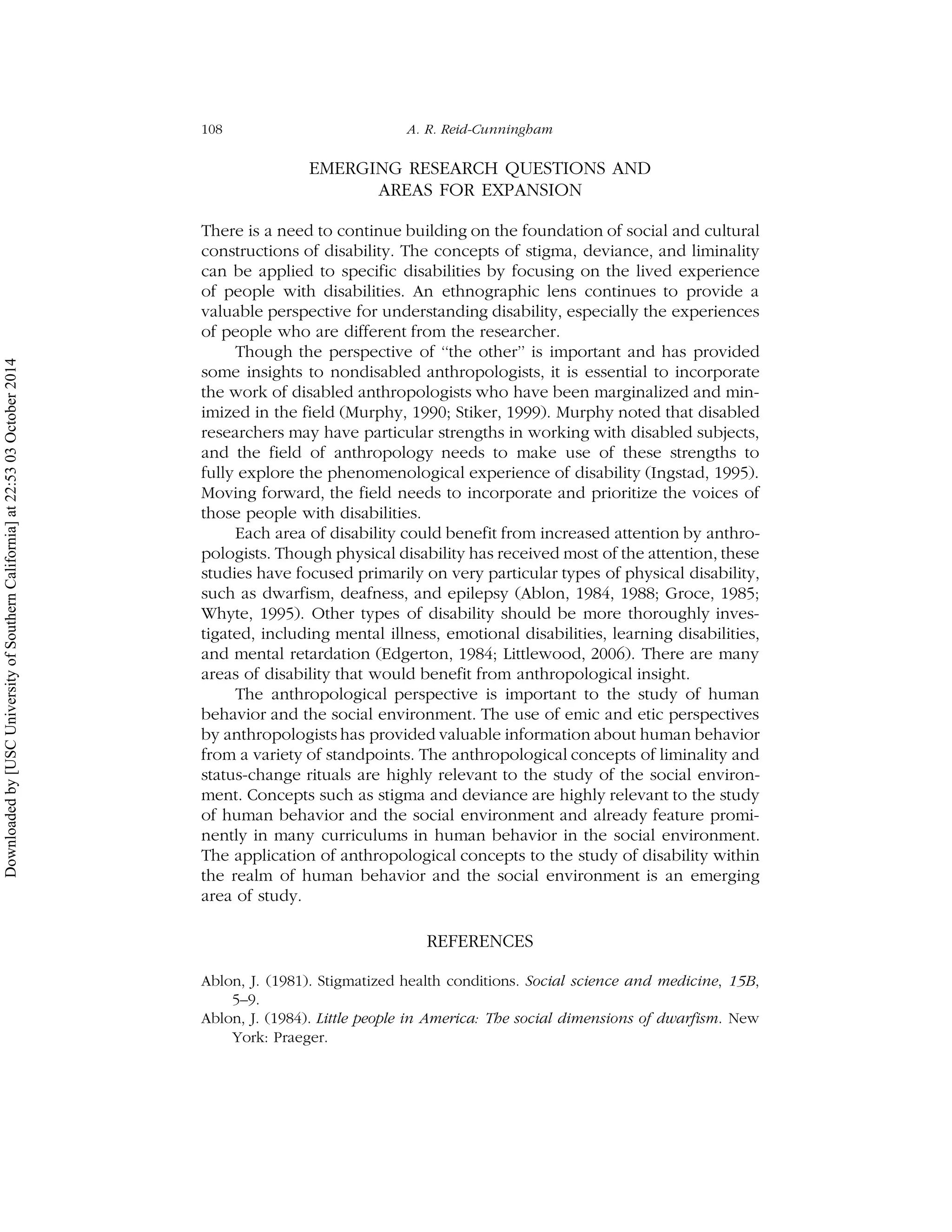 Anthropological theories of disability | PDF