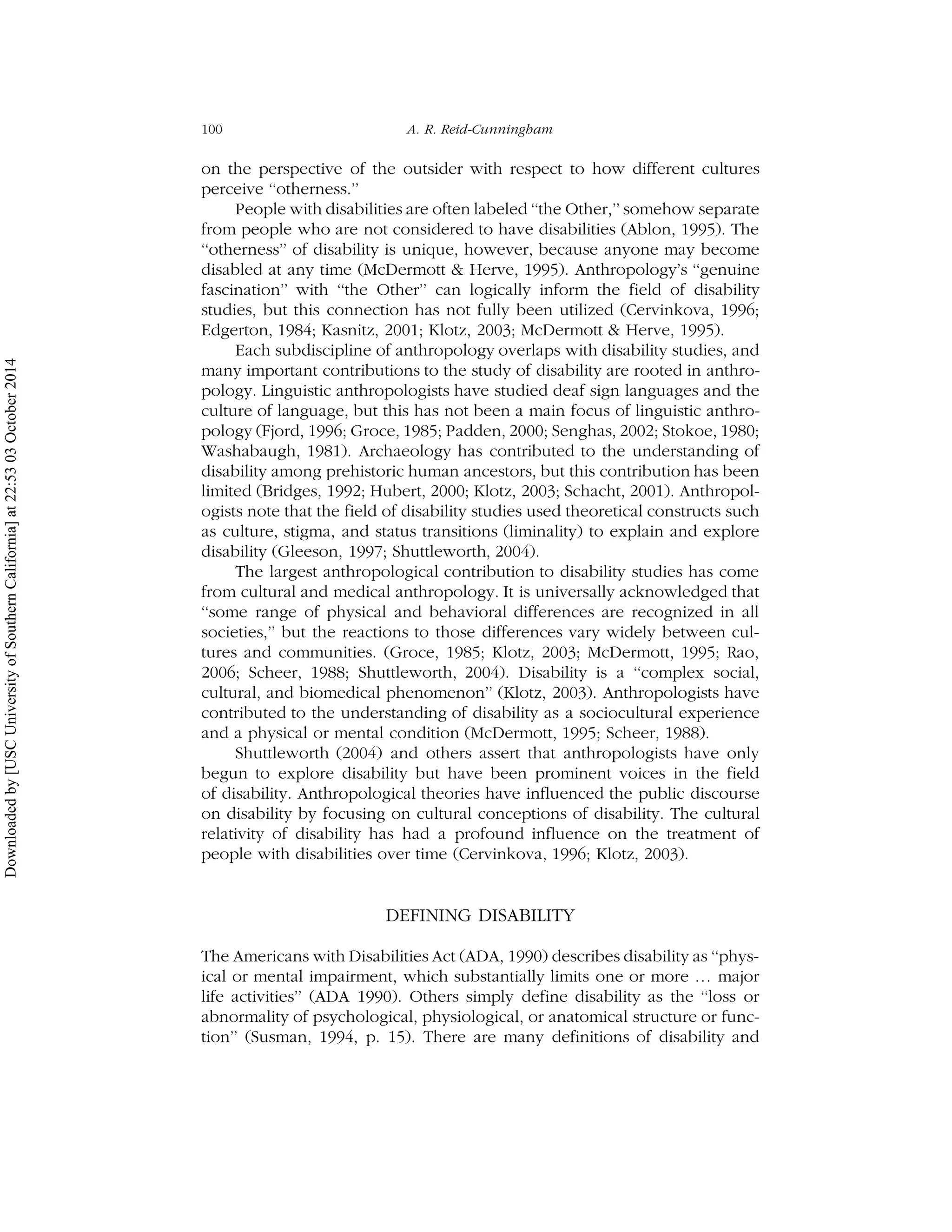 Anthropological theories of disability | PDF